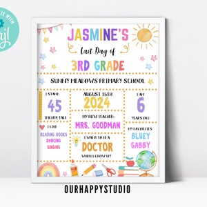 Editable Back to School Sign Template, First Day or Last Day School ...