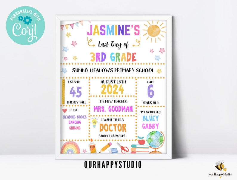 Editable Back to School Sign Template, First Day or Last Day School ...