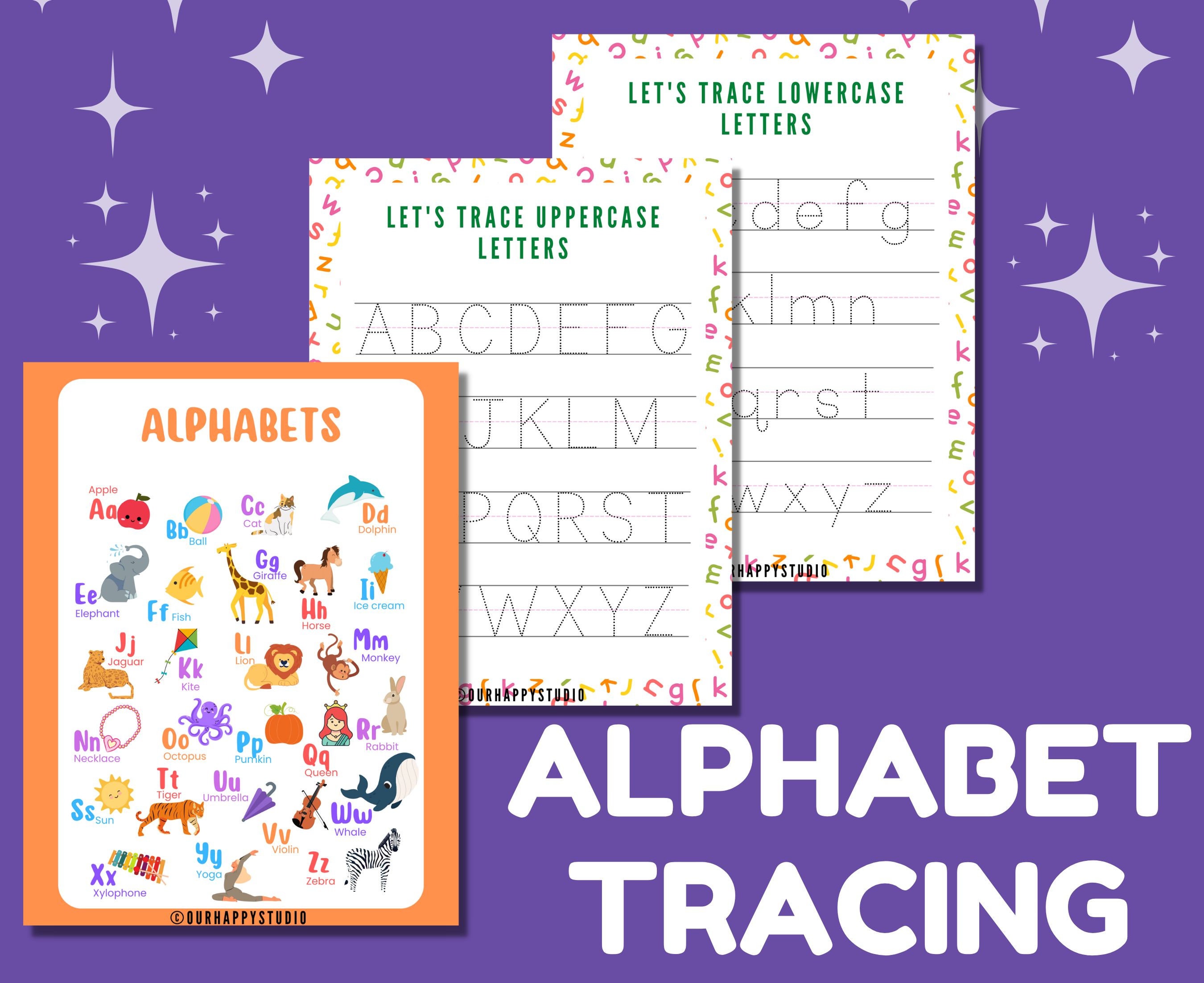 Printable Alphabet Tracing Printable Handwriting Worksheet. - Etsy