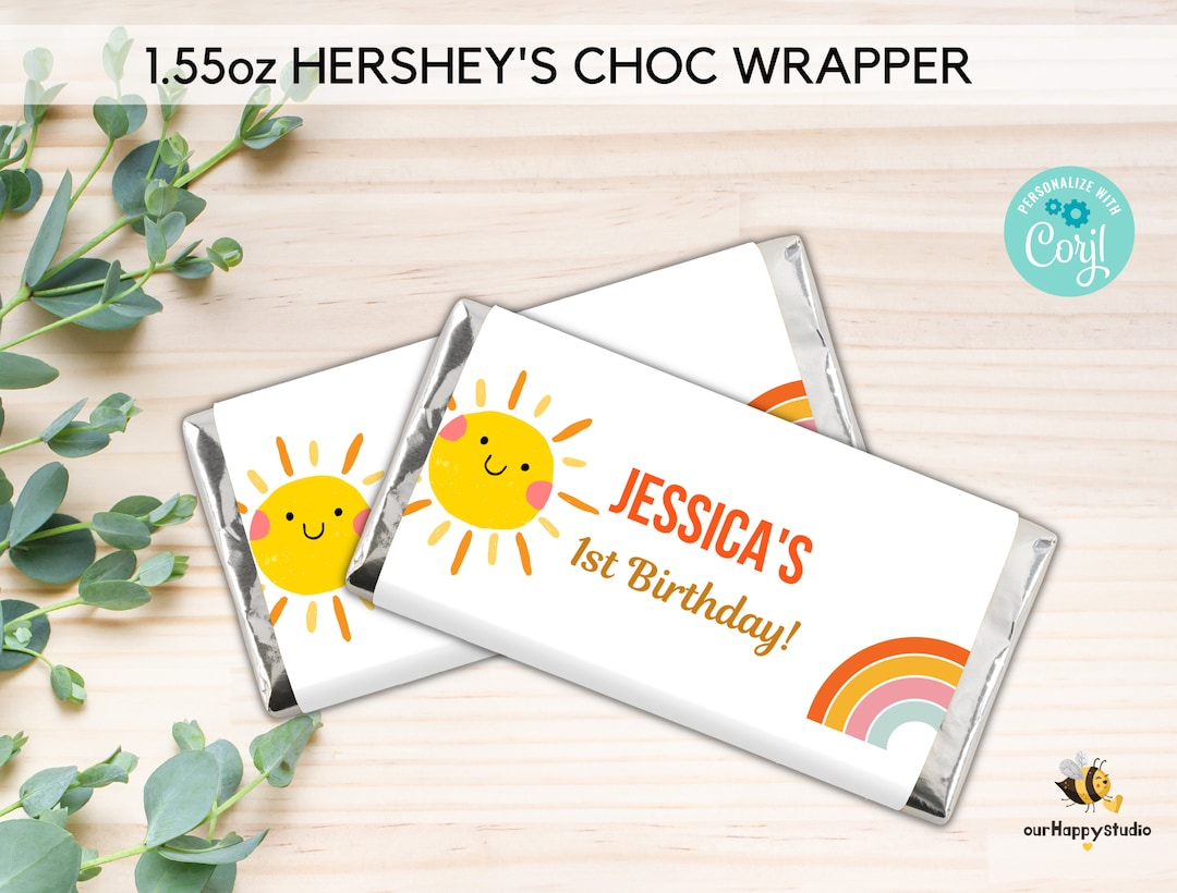 Editable Sun Chocolate Bar Wrapper Template, Sunshine Party Chocolate ...