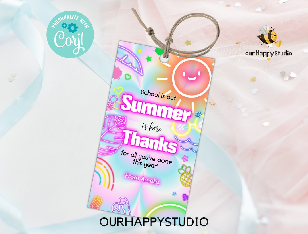 Editable Summer Teacher Appreciation Gift Tag End of School Year Thank ...