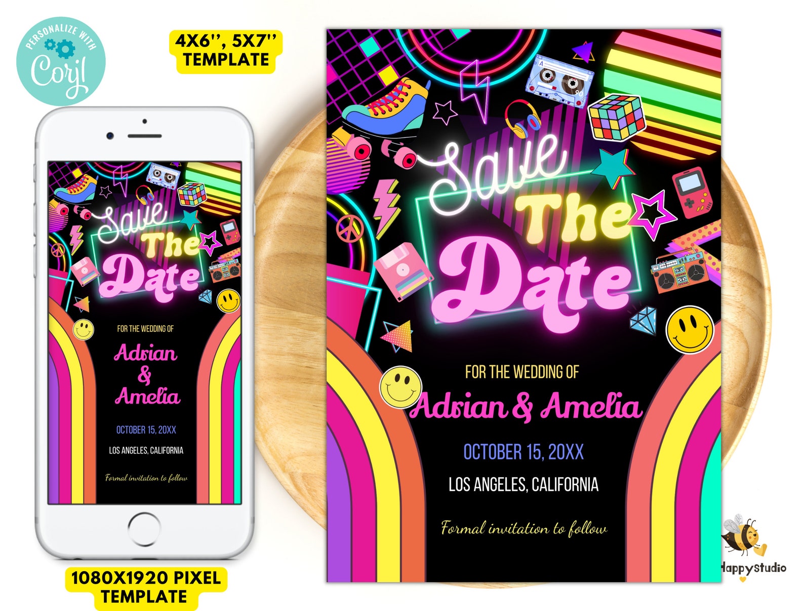 Editable Save The Date Template 80S Digital Save The Date Etsy