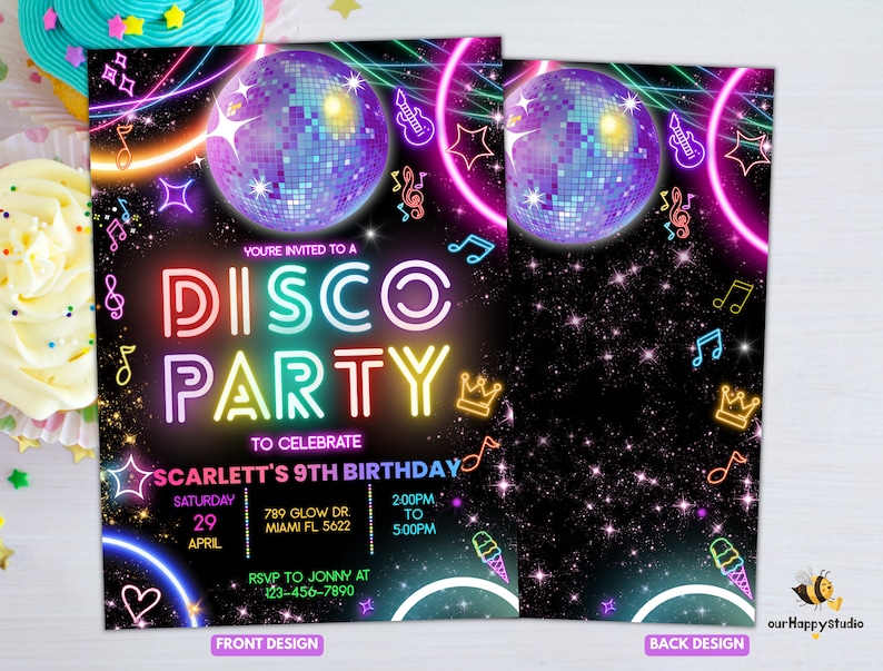 Editable Disco Party Birthday Invitation Disco Gender Neutral - Etsy