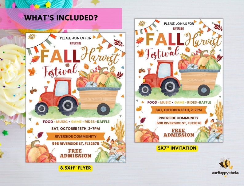 Editable Fall Harvest Festival Flyer, Autumn Halloween School Church ...