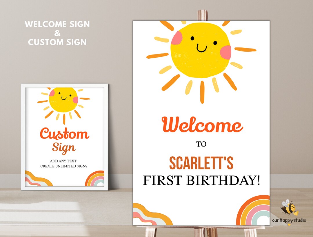 Sun Birthday Party Welcome Sign, Sunshine Party Custom Sign, 1st Trip ...