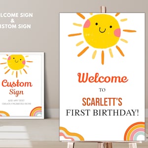 Sun Birthday Party Welcome Sign, Sunshine Party Custom Sign, 1st Trip ...