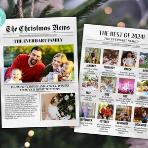 Editable Christmas Newsletter Template, Year in Review Newspaper ...