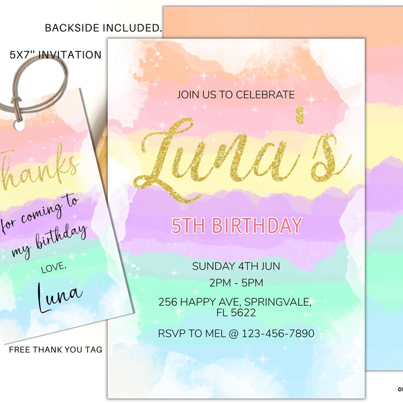 Rainbow Invitation - Etsy