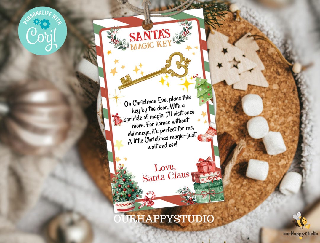 Editable Santa Magical Key Magic Key Tag, Christmas Eve Box Holiday ...