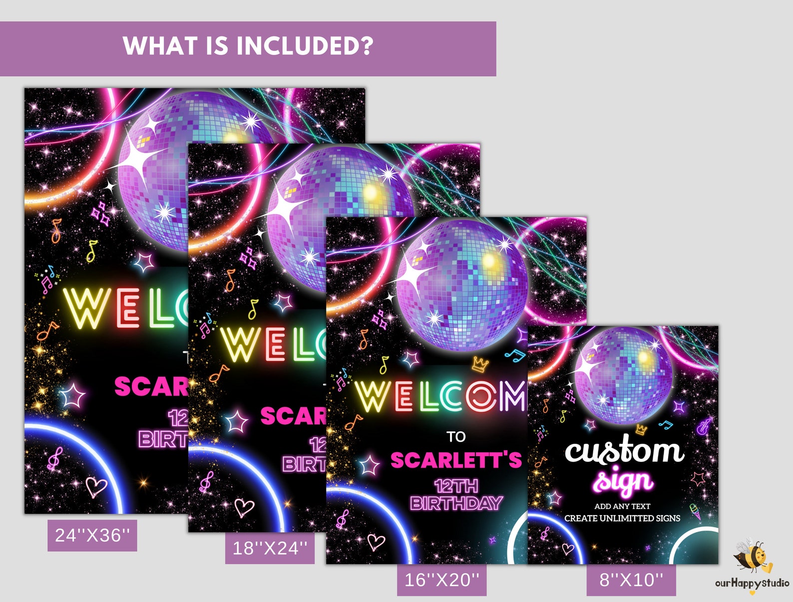 Editable Dance Party Welcome Sign Disco Party Custom Sign - Etsy