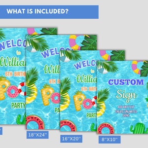 Editable Pool Party Welcome Sign, Swim Party Custom Sign, Summer Party ...