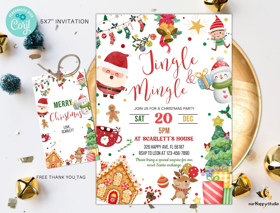 Editable Christmas Party Invitation, Kids Christmas Party Invite, Xmas ...