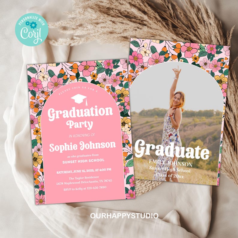 Editable Graduation 2026 Template, Wildflower Graduation Announcement ...