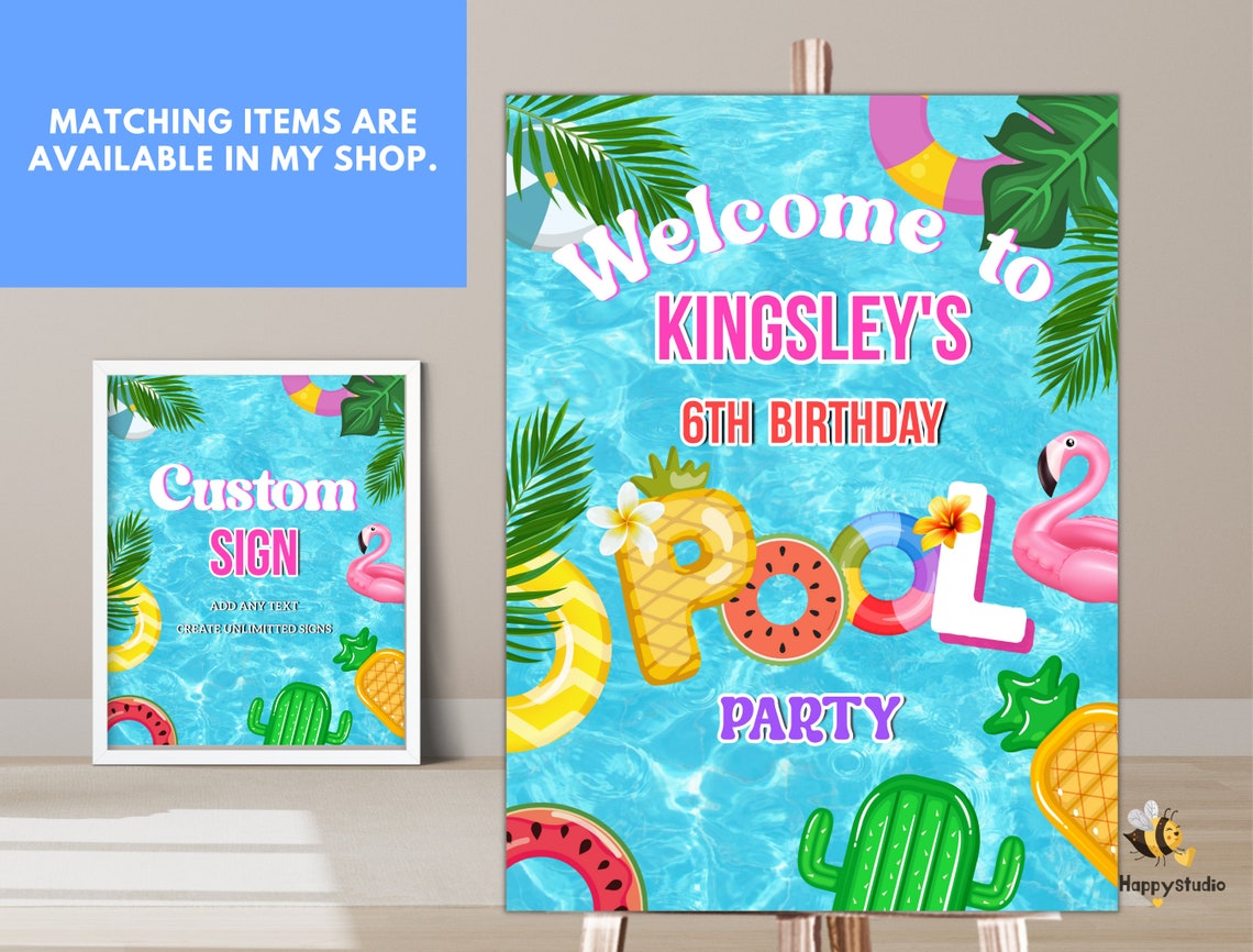 Editable Pool Party Ticket Invitation, Swim Party Invite Ticket ...
