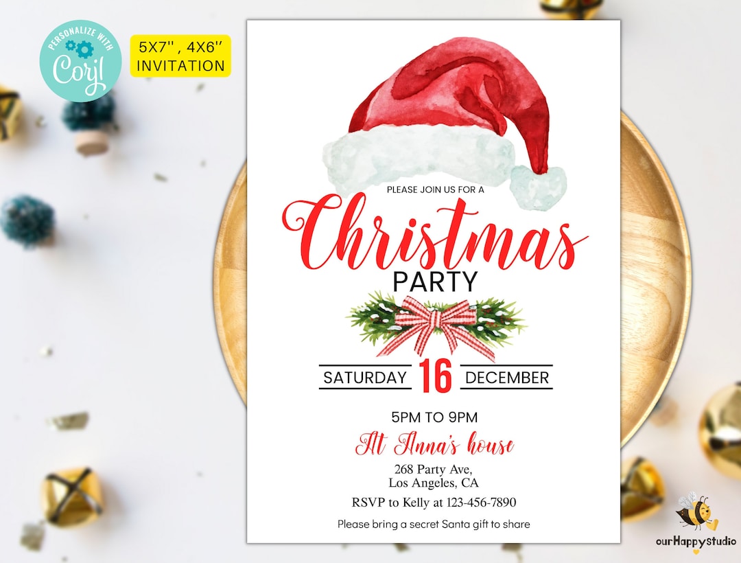 Editable Christmas Party Invitation, Christmas Party Invite Annual Christmas Party Invitation ...