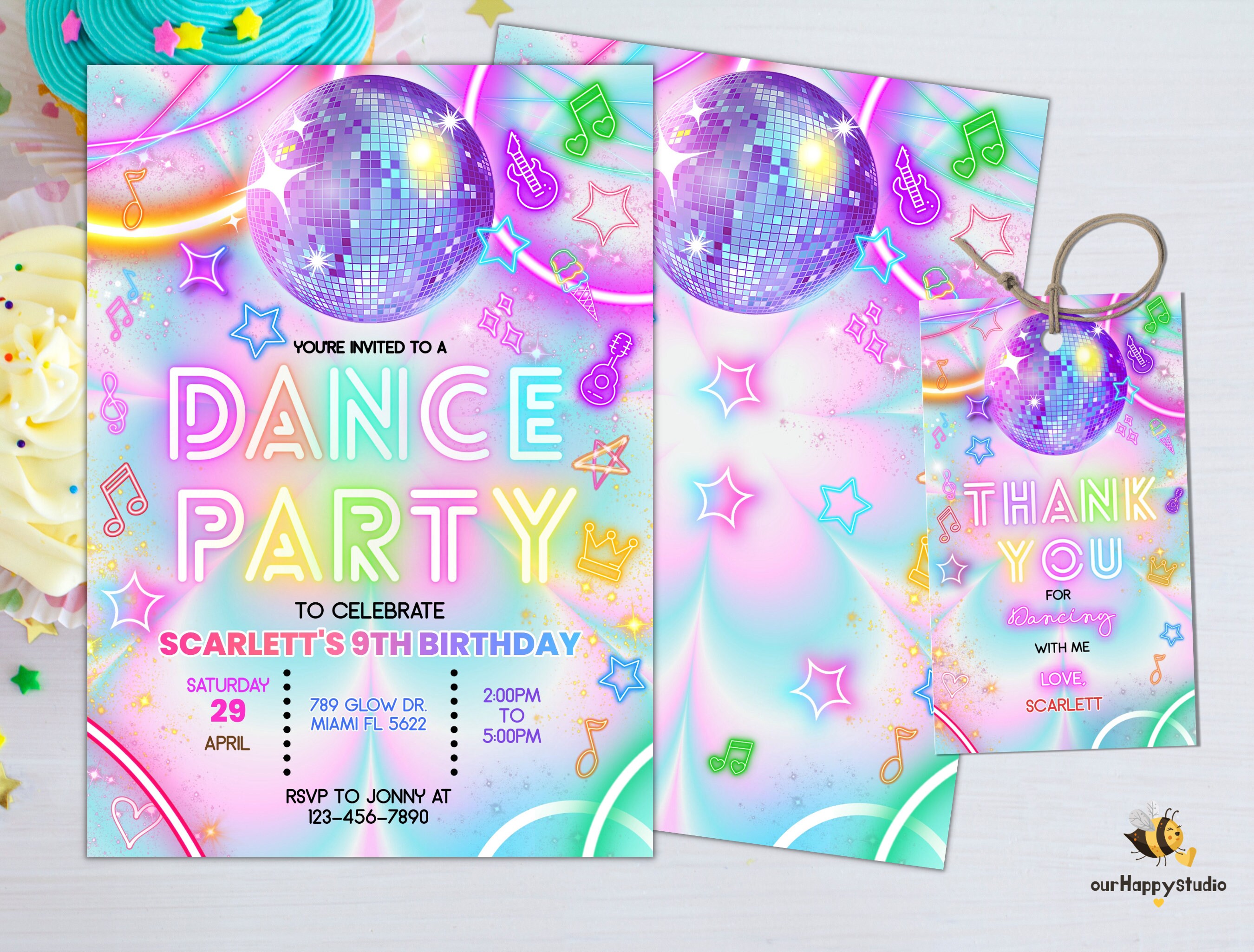 Invitación de cumpleaños de fiesta de baile editable - Etsy México