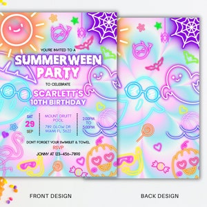 Editable Summerween Pool Party Invitation, Summer Halloween Party ...