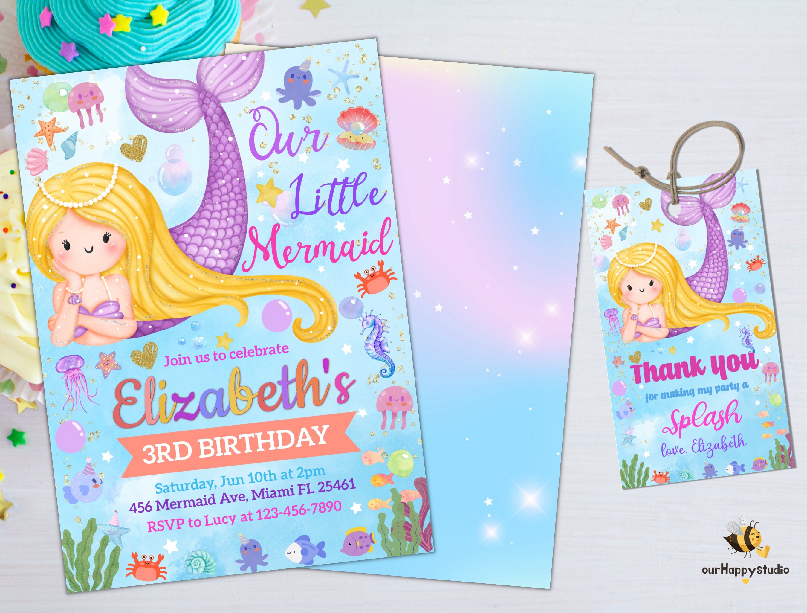 Editable Mermaid Birthday Invitation Mermaid Invitation - Etsy
