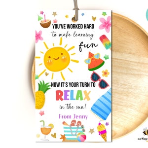 Editable Summer Teacher Appreciation Gift Tag End of School Year Thank ...