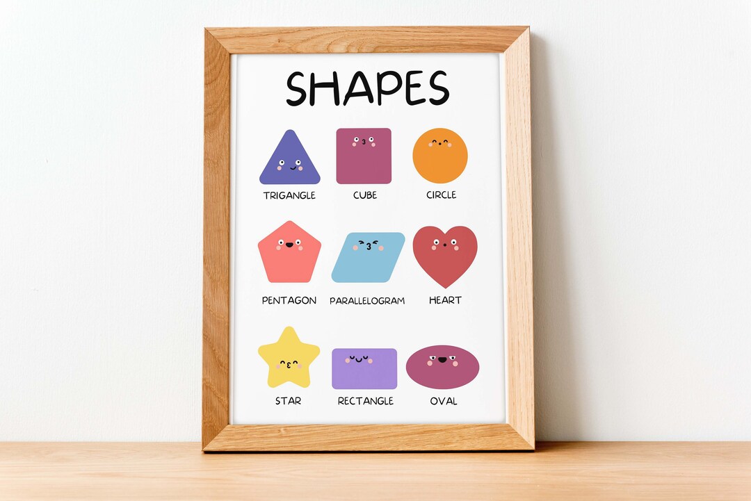 Education Wall Art Shapes Printable Classroom, Montessori Learning Home ...