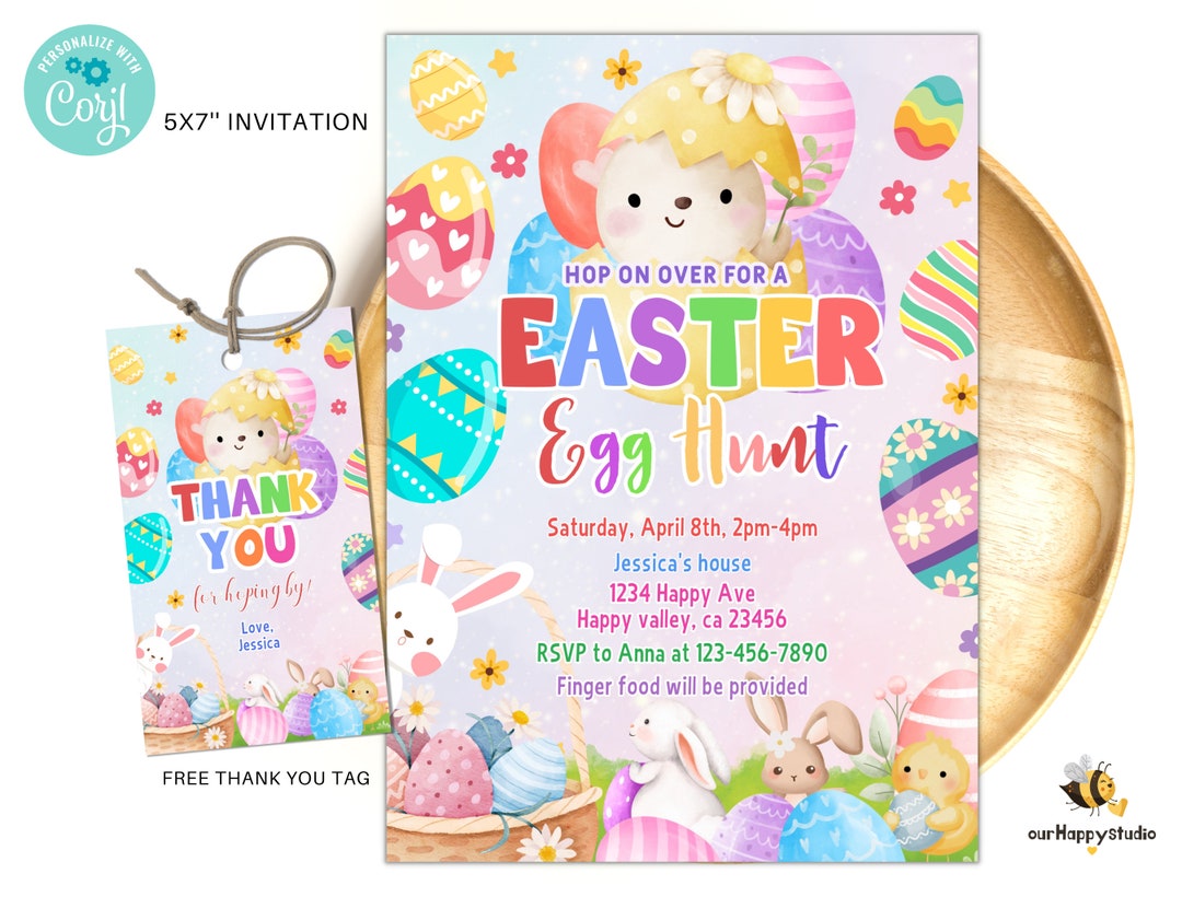 Editable Easter Egg Hunt Invitation, Bunny Invitation, Easter ...