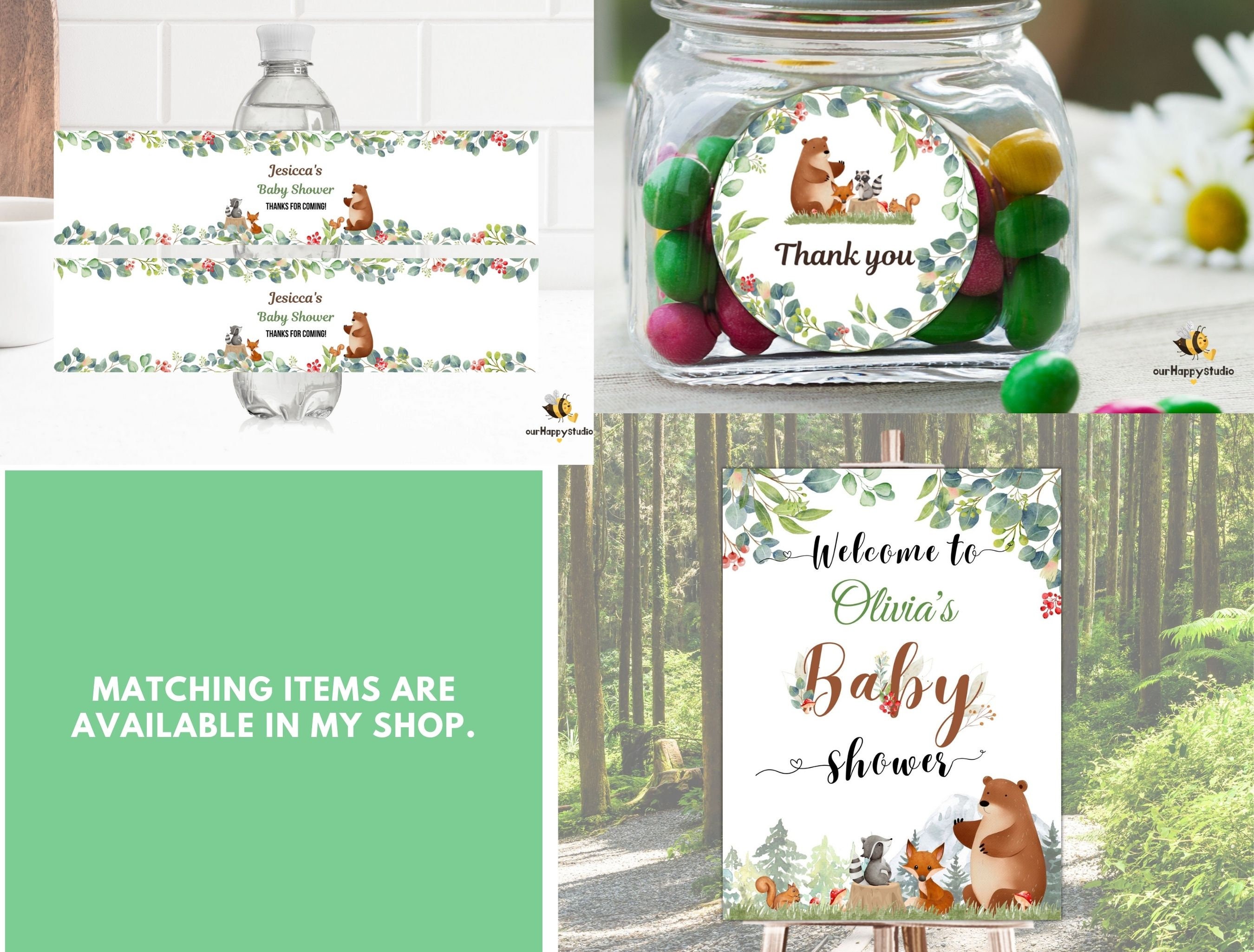 Editable Woodland Baby Shower Banner Woodland Animals Banner - Etsy UK