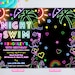 Editable Pool Party Invitation, Night Swim Party Invite, Tropical Neon ...