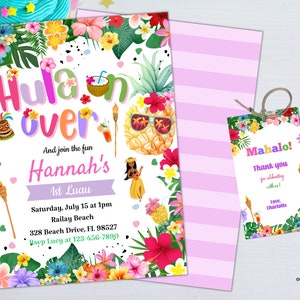 Editable Hawaiian Luau Birthday Invitation, Luau Party, Luau 1st 2nd ...
