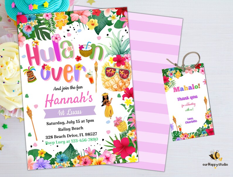Editable Hawaiian Luau Birthday Invitation Luau Party Luau - Etsy
