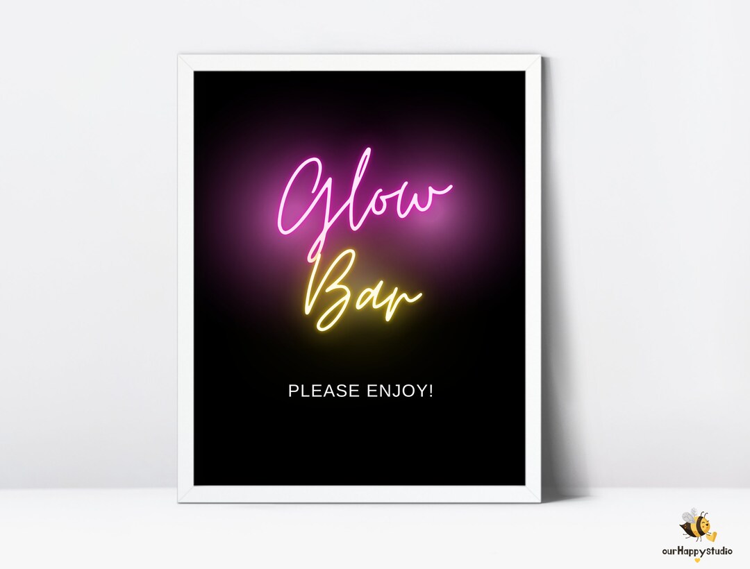 Neon Glow Bar Sign, Late Night Snack Wedding Sign, Food Table Signs ...