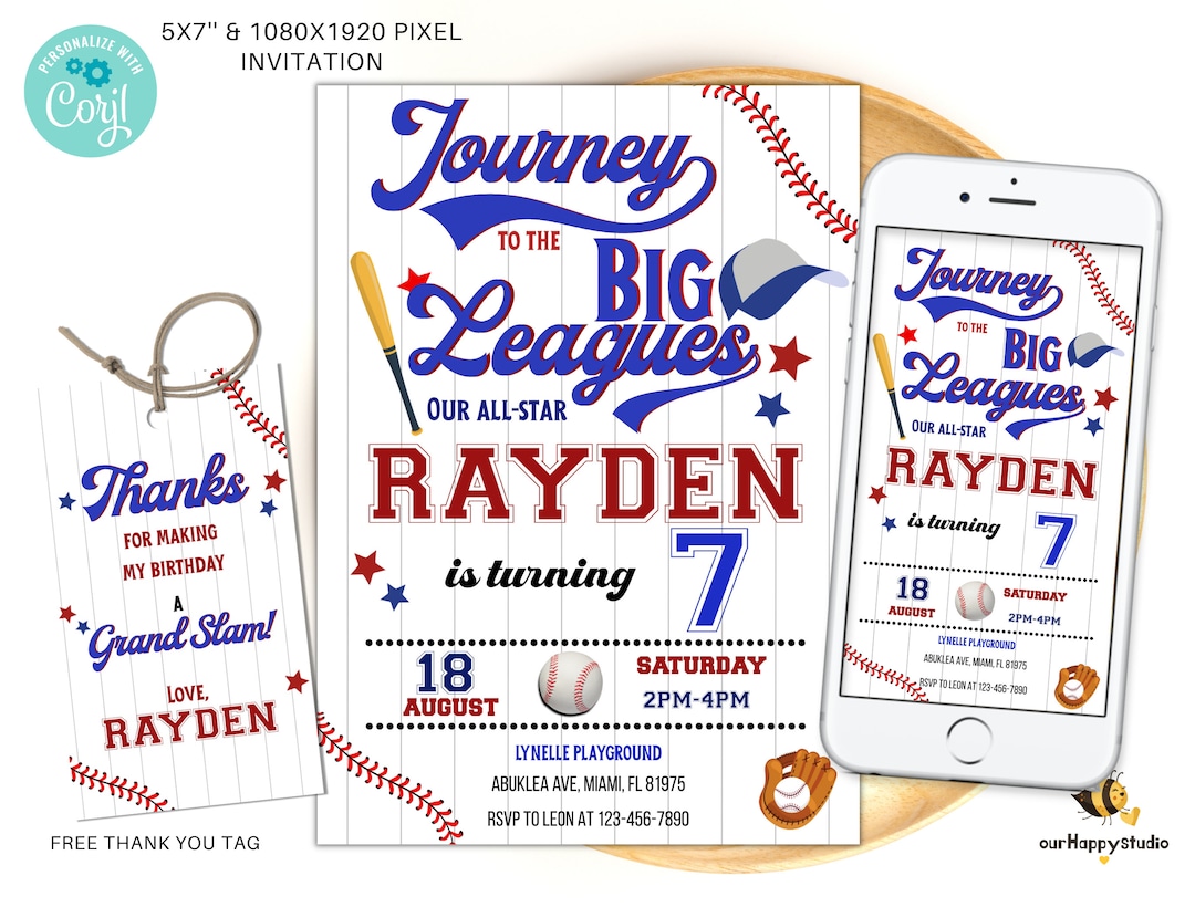 Editable Baseball Birthday Invitation, Baseball First Birthday Invite ...