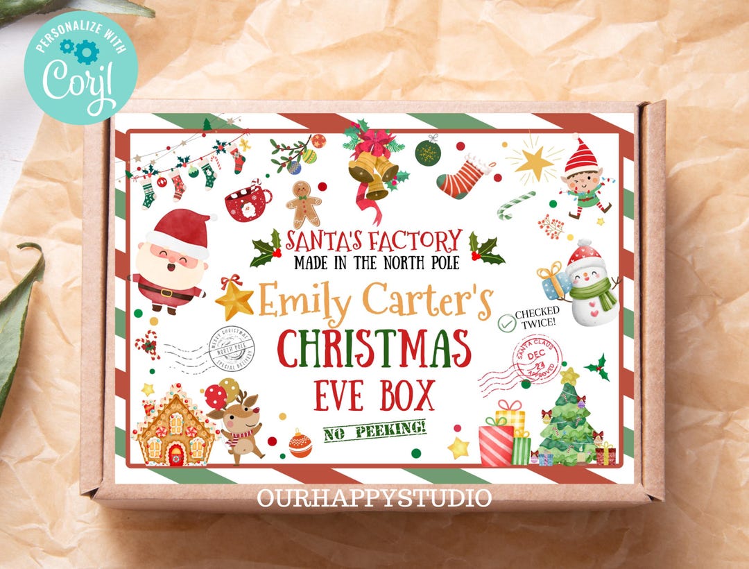 Editable Christmas Eve Box Label Template, Christmas Eve Box Sticker ...