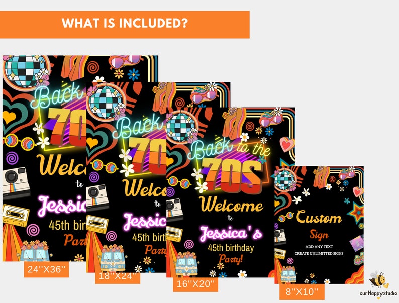Editable 70S Welcome Sign, Back to the 70S Neon Party Custom Sign ...