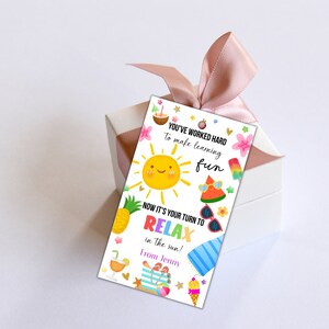 Editable Summer Teacher Appreciation Gift Tag End of School Year Thank ...