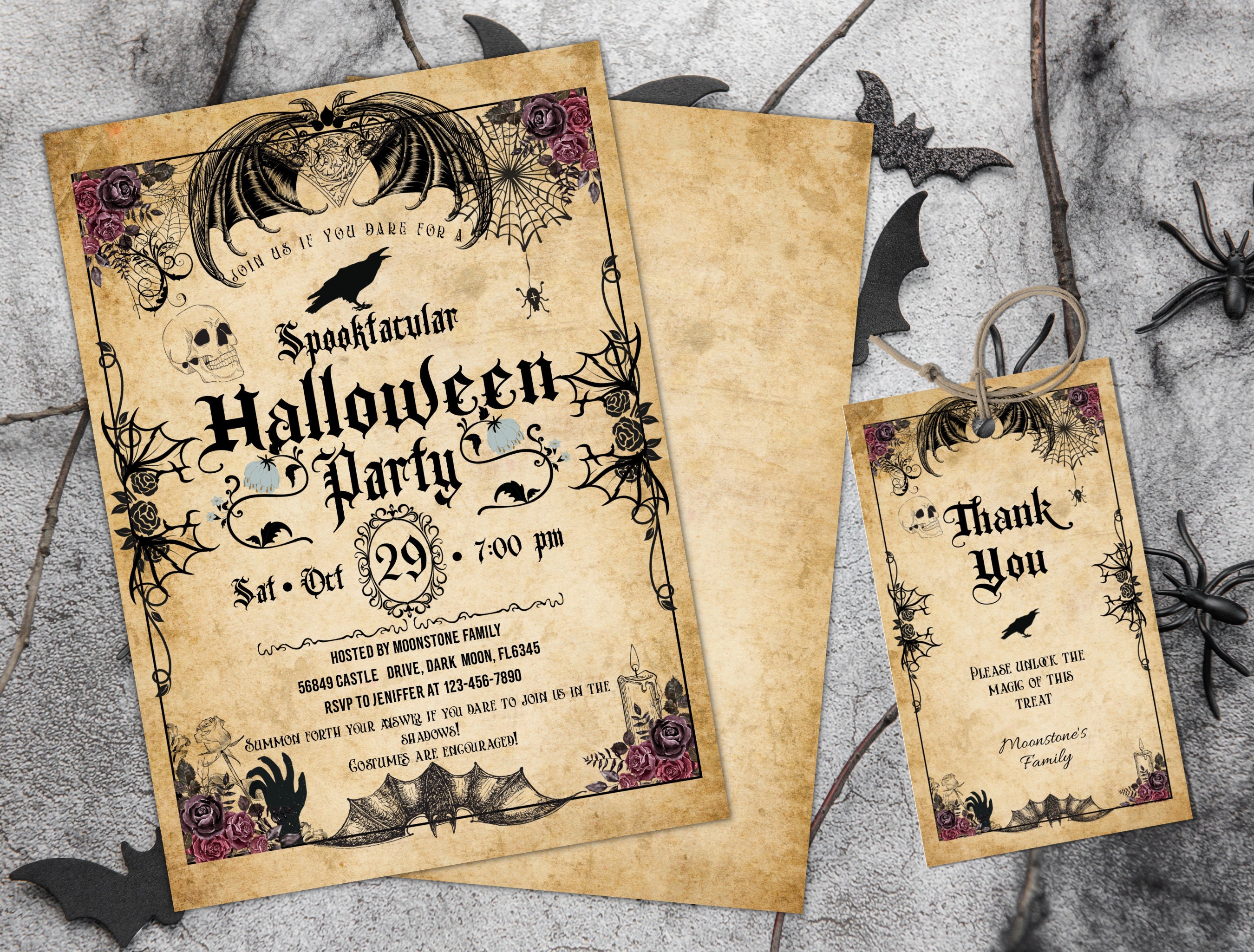 Editable Halloween Gothic Party Invite Vintage Halloween - Etsy
