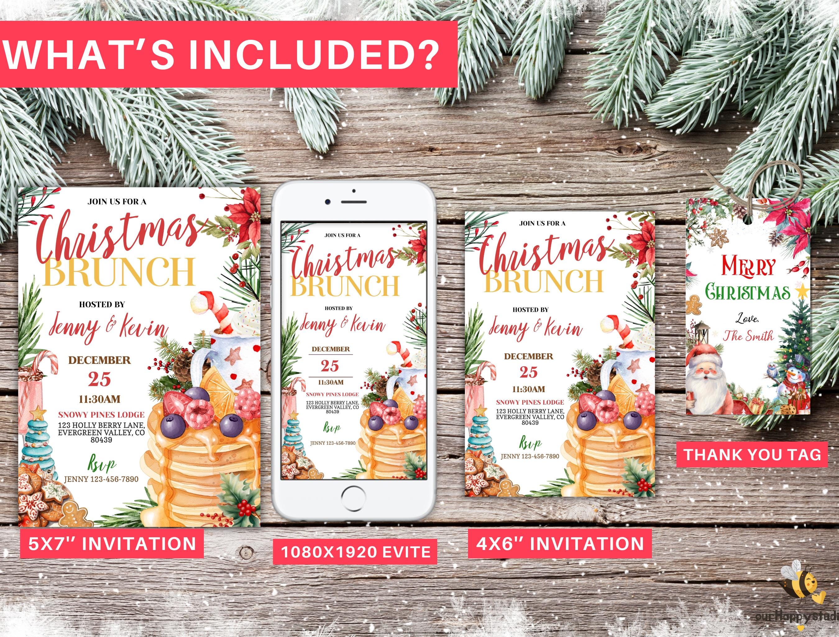 Editable Christmas Brunch Invitation, Christmas Breakfast Invite ...