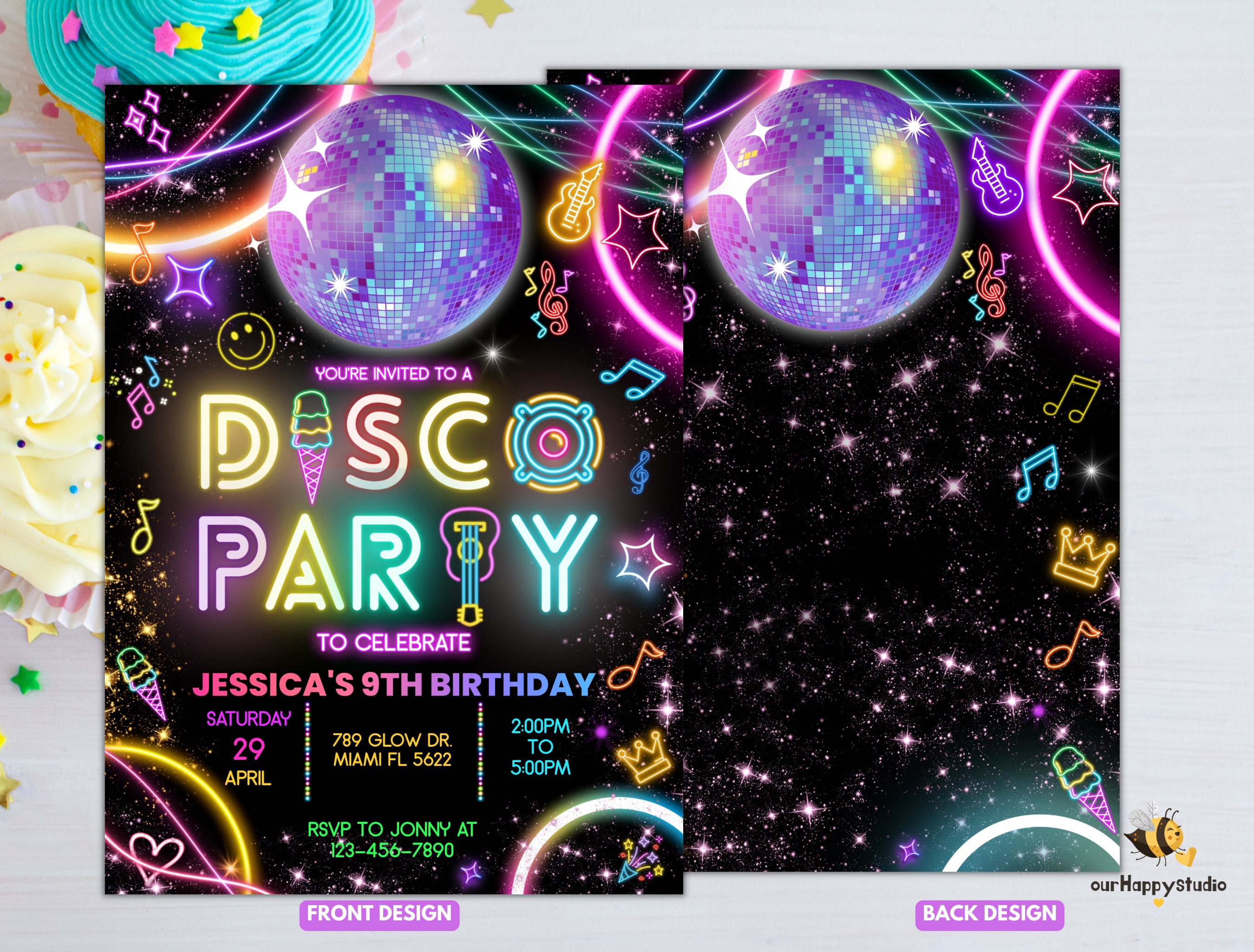 Editable Disco Party Birthday Invitation Disco Gender Neutral - Etsy UK
