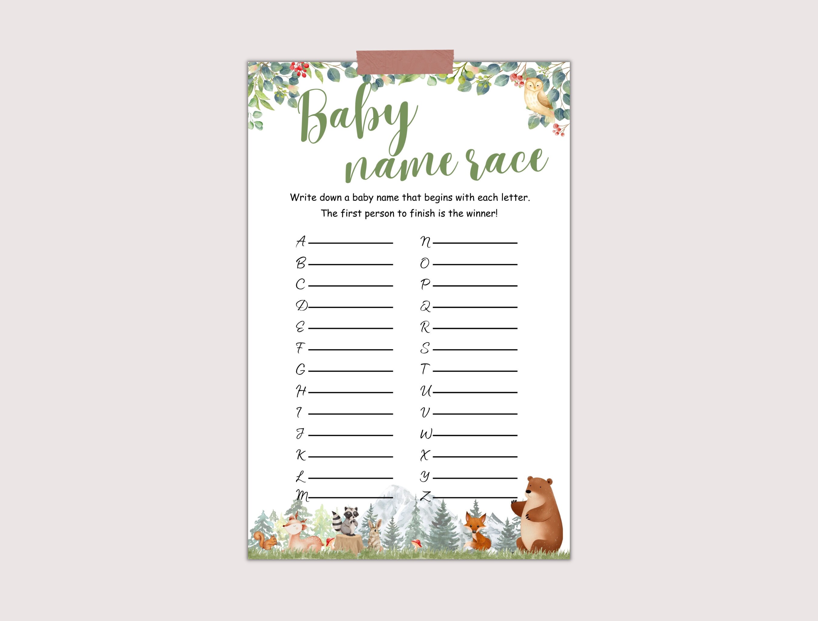 Woodland Animals Baby Shower Games Bundle Forest Animals Baby - Etsy