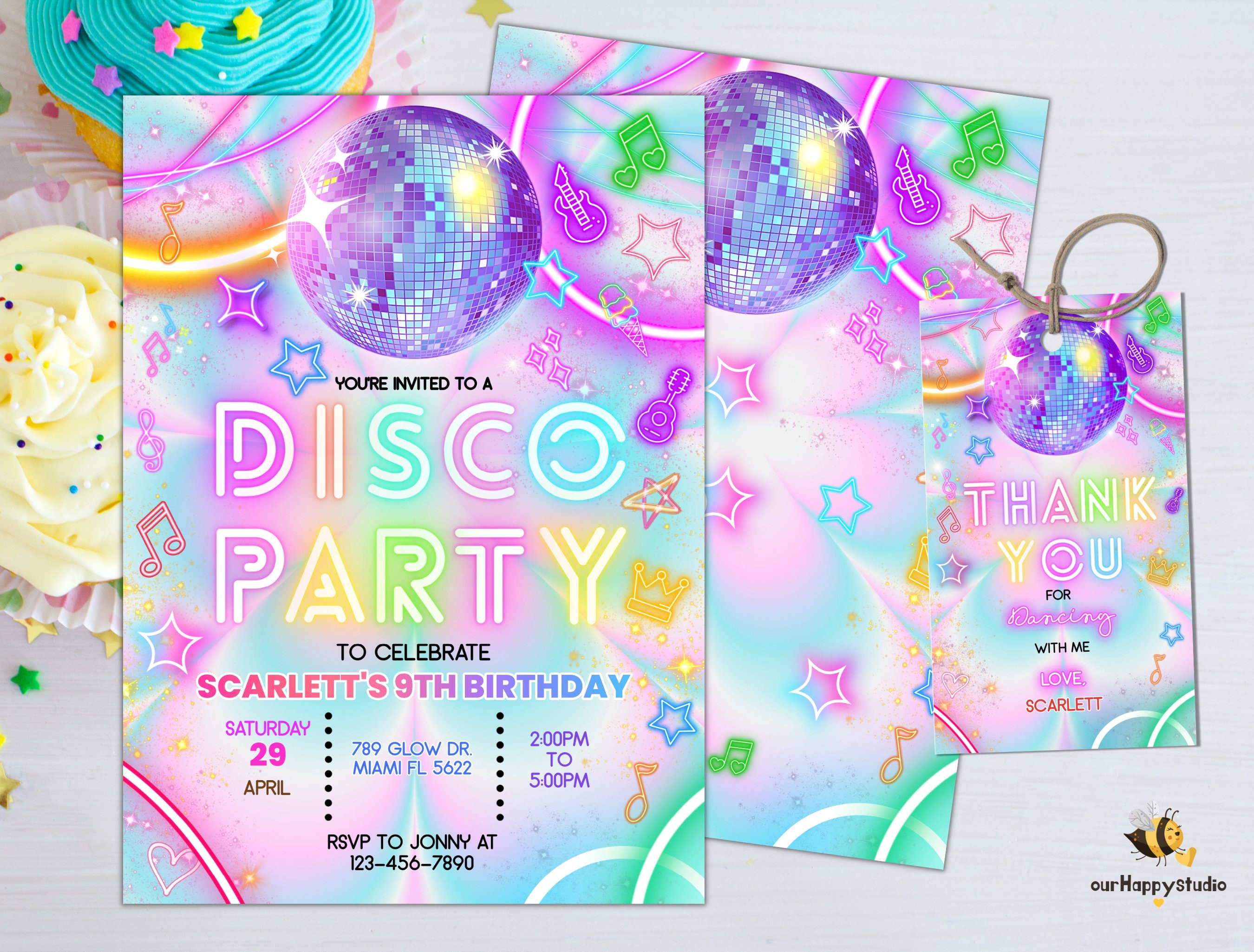Editable DISCO Party Birthday Invitation Tie Dye Party Gender - Etsy Australia