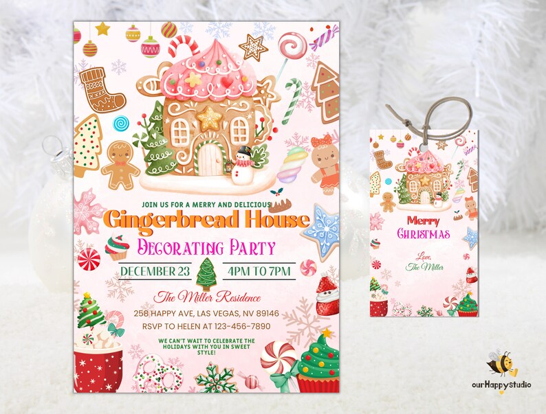 Editable Christmas Party Invitation Christmas Gingerbread - Etsy