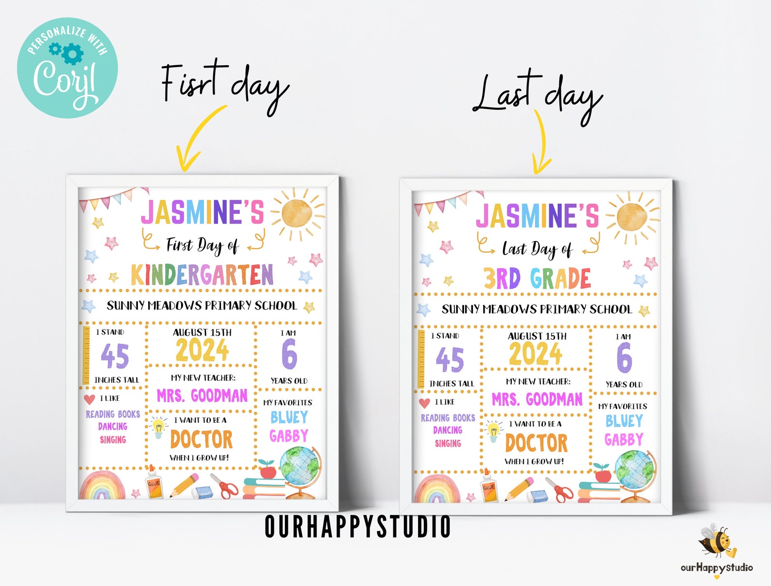 Editable Back to School Sign Template, First Day or Last Day School ...