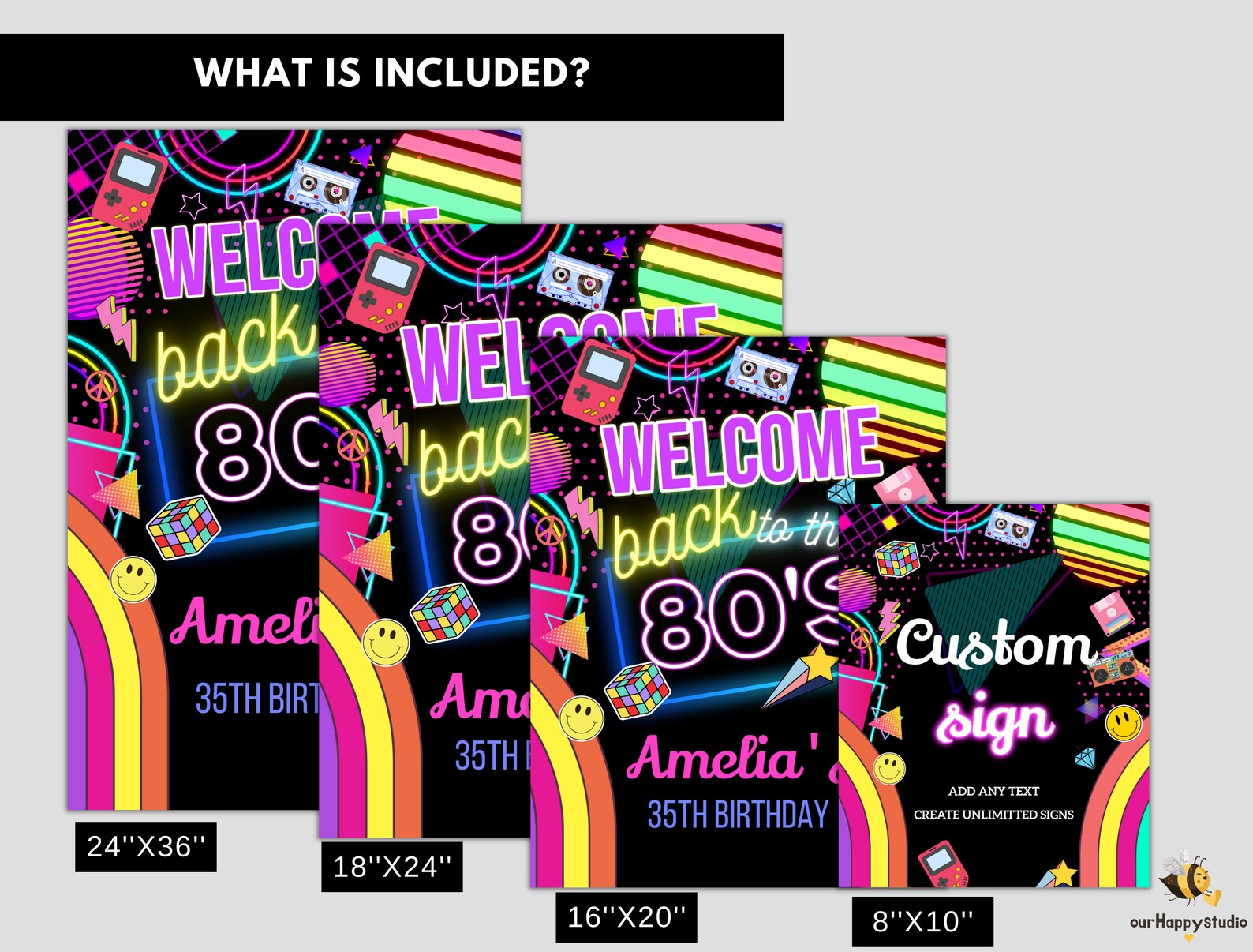 Editable 80S Welcome Sign Back to the 80S Neon Party Custom - Etsy