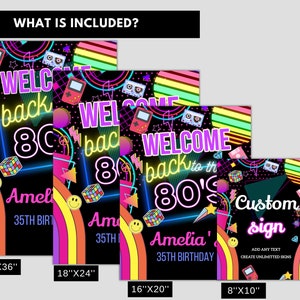 Editable 80S Welcome Sign, Back to the 80S Neon Party Custom Sign ...