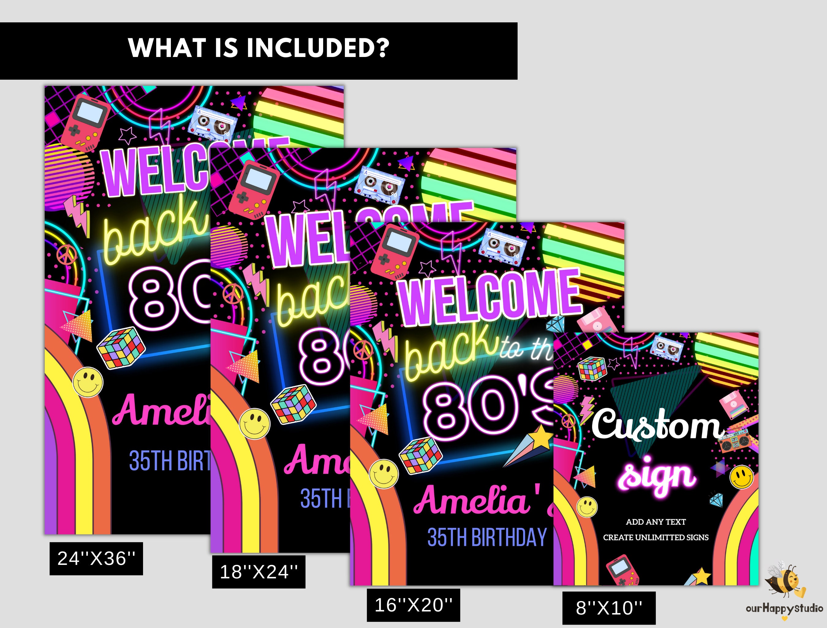 Editable 80S Welcome Sign Back to the 80S Neon Party Custom - Etsy