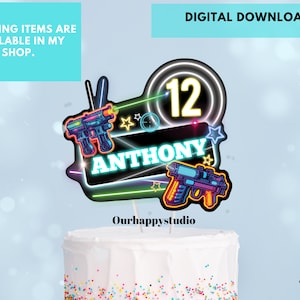 Editable Laser Tag Cake Topper, Laser Tag Party Cake Topper, Laser Tag ...
