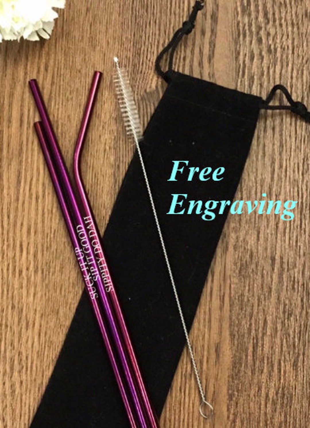 Personalized Metal Straws With Pouch Option - Engraved Reusable Straws ...