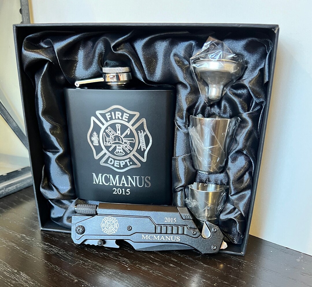 Gift for Firefighter - Flask and Knife Kit - Father's Day Gift ...