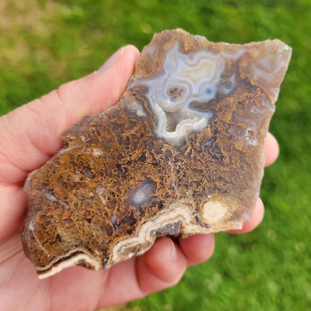 Moss Agate Display Piece - Face Cut, Slight Polished - Etsy