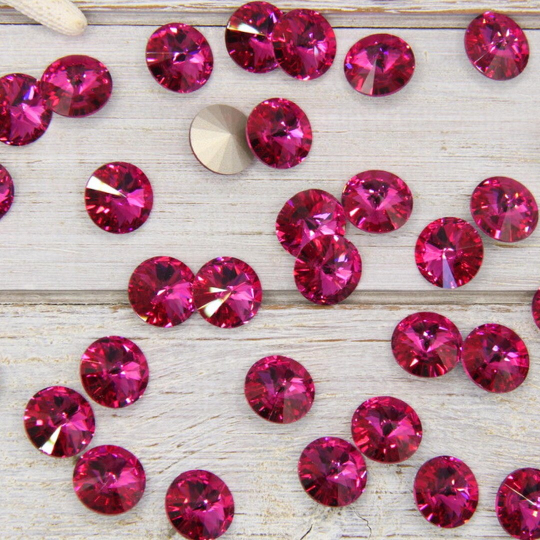 Fuchsia Rivoli Maxima Crystal: 12mm D-foiled Round Stone - Etsy