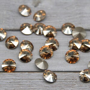 Loose 12mm Swarovski Chatons, Rivoli Chaton for Setting, Golden Shadow ...